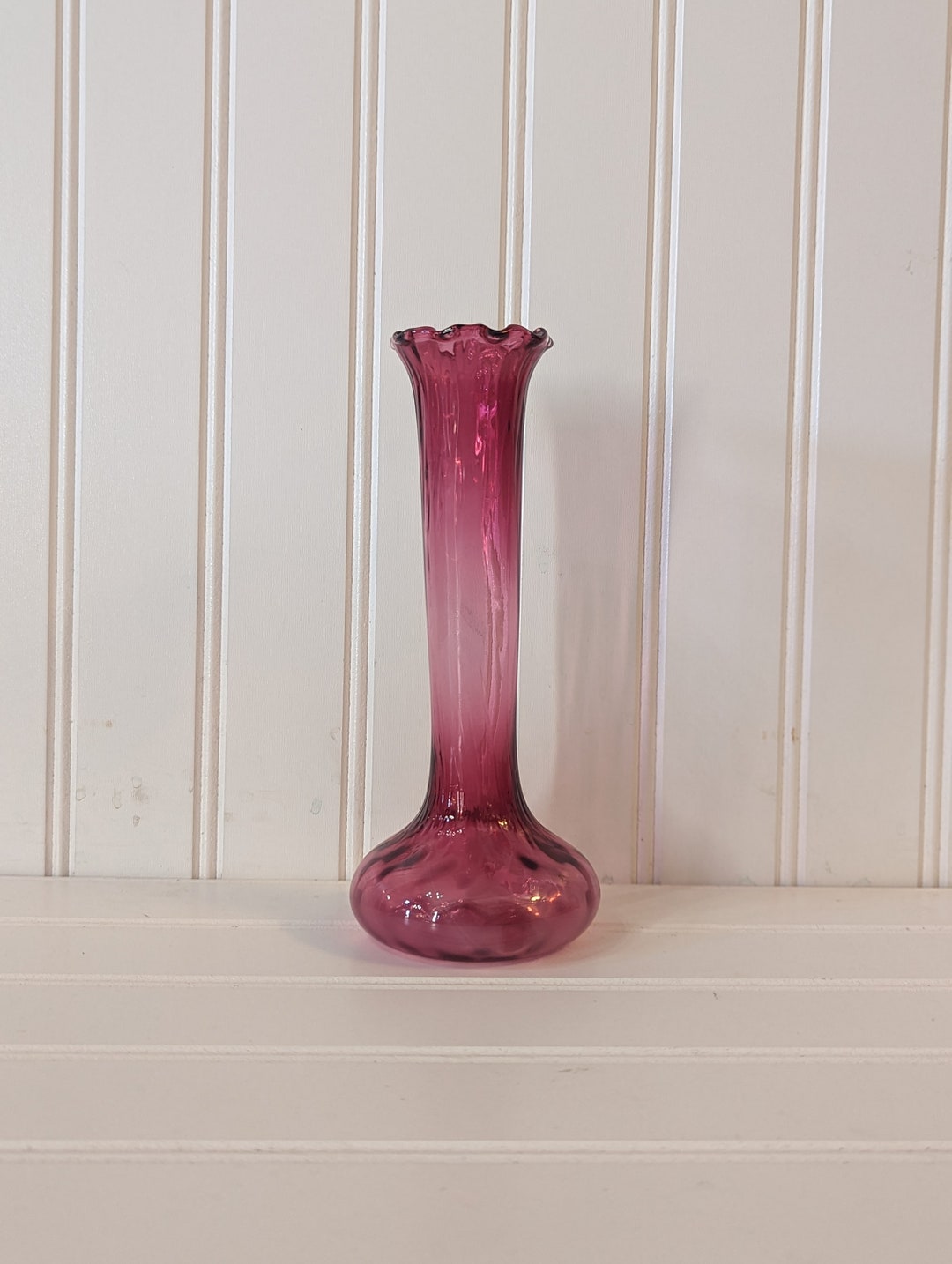 Vintage Pilgrim Cranberry Glass Bud Vase - Etsy