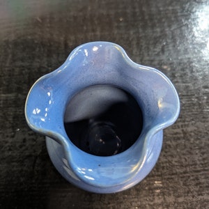 Vintage Bybee Pottery Blue Ruffled Vase - Etsy