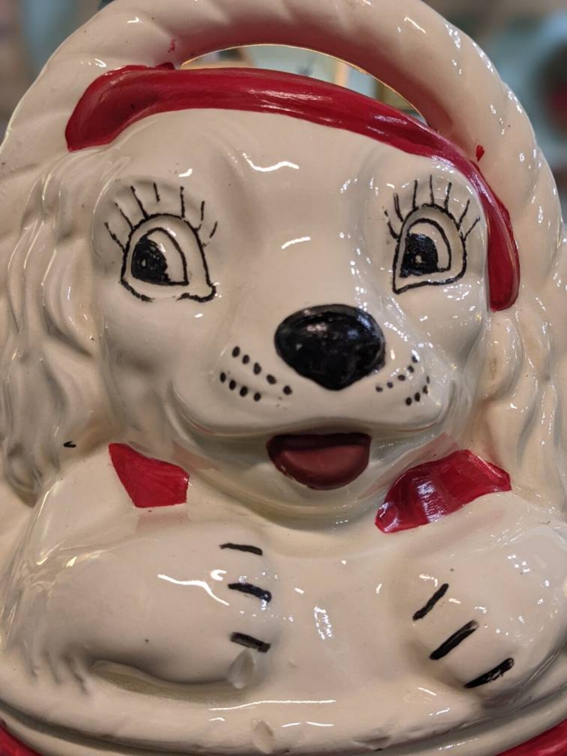 Vintage Cocker Spaniel in Basket Cookie Jar - Etsy