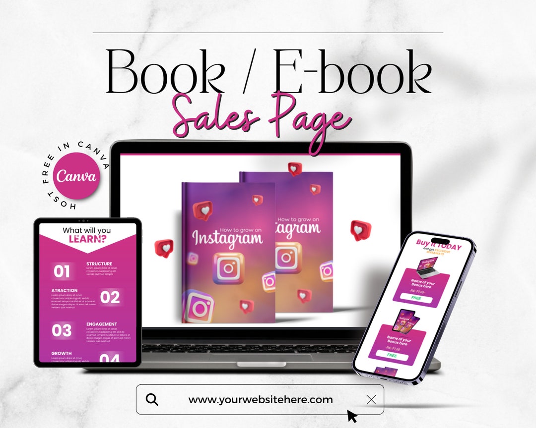 Book Sales Page, E-book Sales Page, Sales Page Template Canva, Landing ...