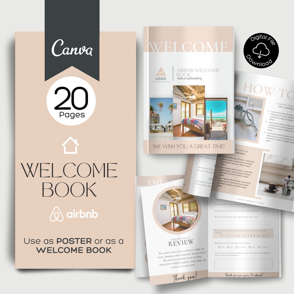 Airbnb Welcome Book Canva Template Editable Home Rental Book - Etsy