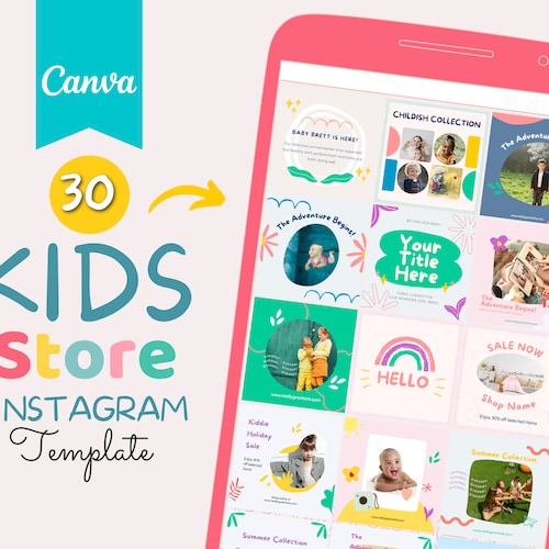 CANVA Templates for Kids Pastel Color Business Social - Etsy