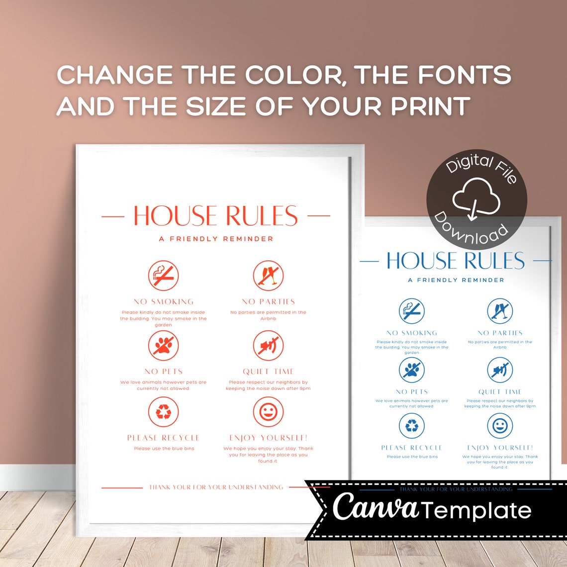 Simple Airbnb House Rules Sign: Vacation Rental Template (canva) - Etsy