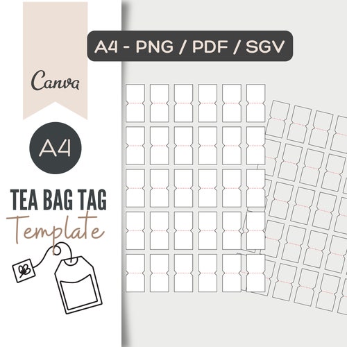 Tea Tag Template Party Printable Craft Template Tea Bag - Etsy Canada