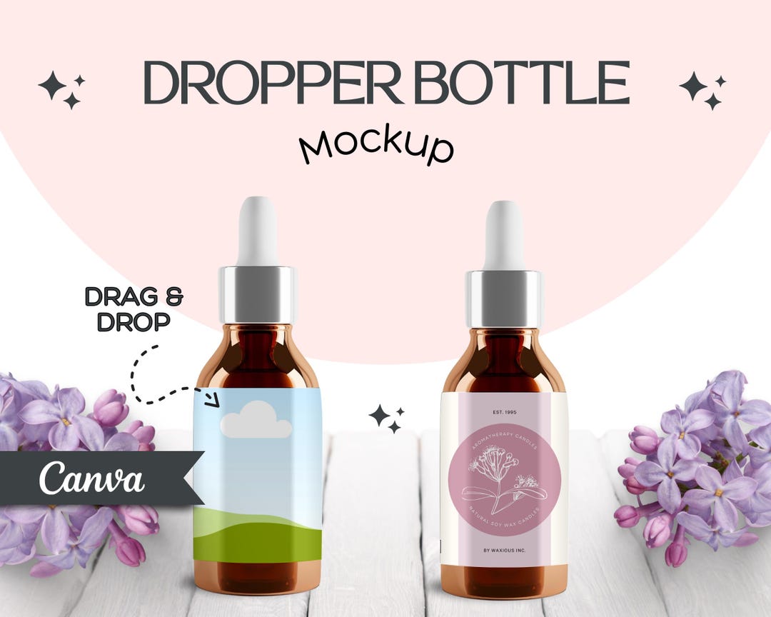 Dropper Mockup, Canva Mockup, Beauty Product, Product Container Mockup, Essentail Oils, Tag ...