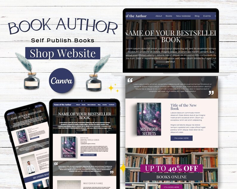 Canva Website Template: Book Sales Page & Landing Page - Etsy