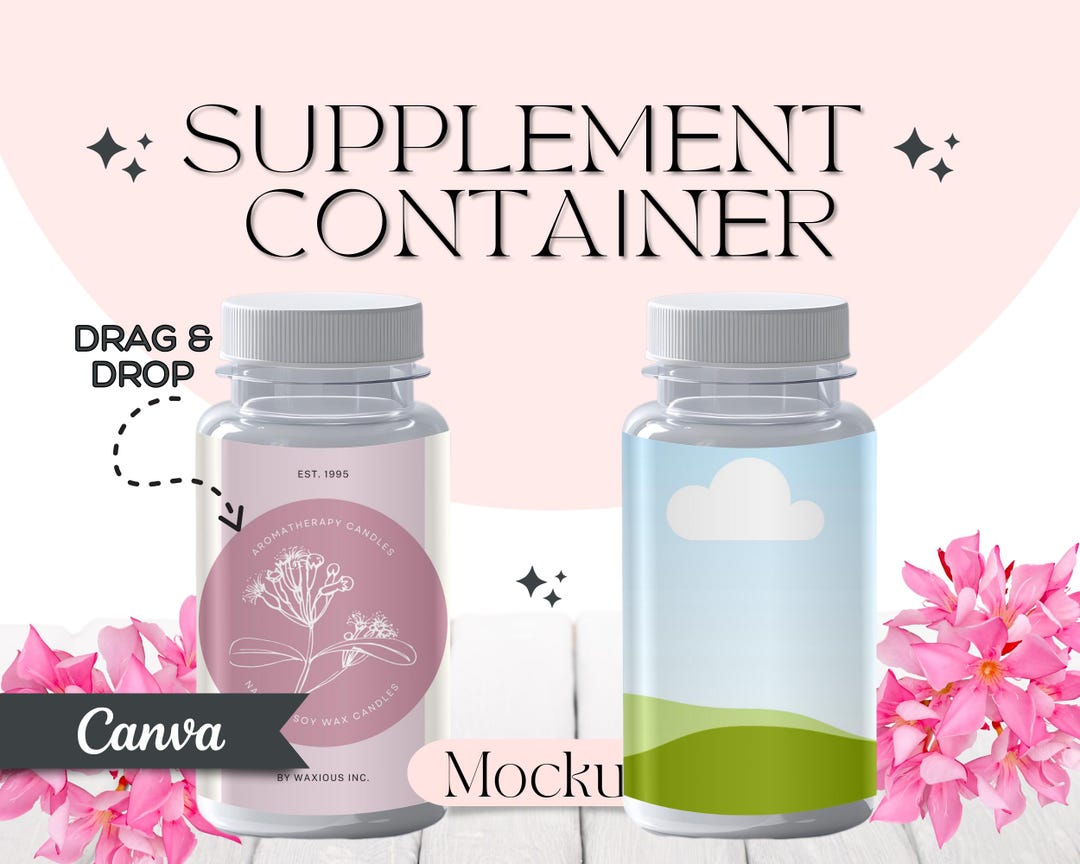 Capsules Label Mockup, White Transparent, Bottle Label , Canva Template ...