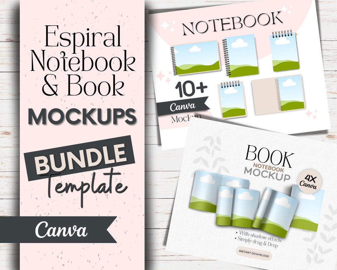 Bundle Canva Spiral Template, Canva Book Template, Book Mockup, Spiral ...