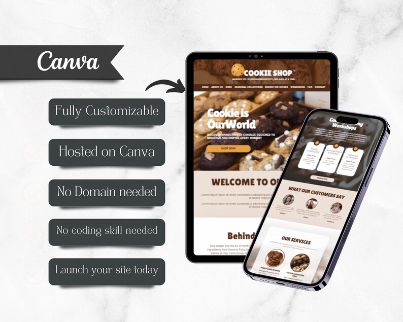 Cookie Shop Website Template: Editable Canva Design - Etsy