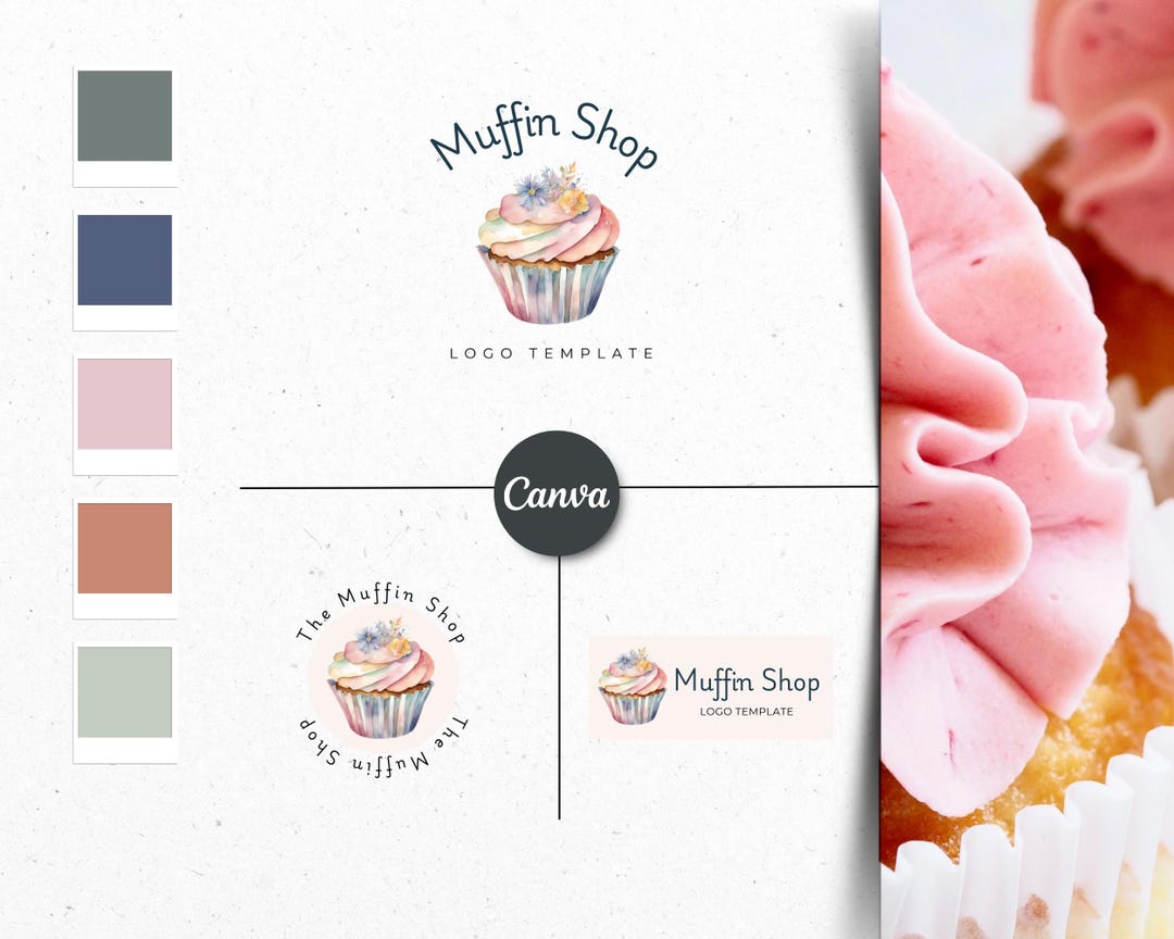 Cupcake Shop Logo Template, Bakery Logo, Cupcake Logo, DIY Logo Design ...