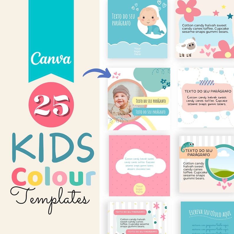 CANVA Templates for Kids Pastel Color Business Social - Etsy