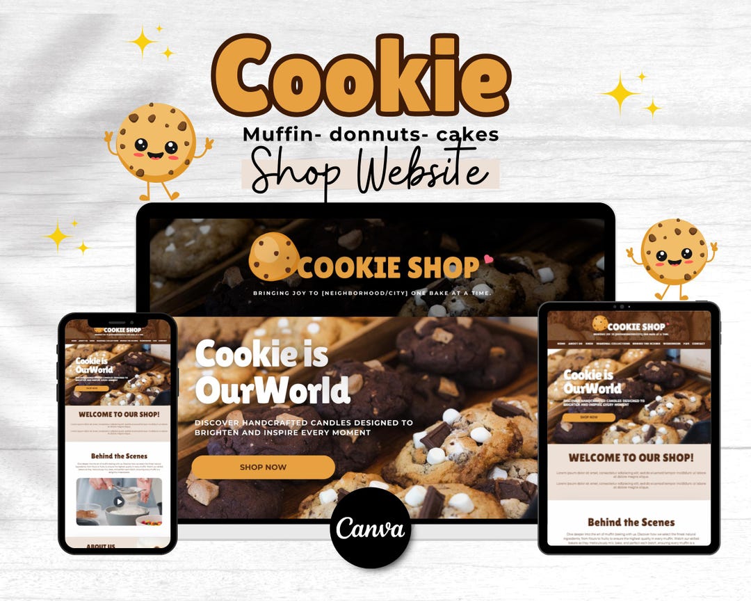Cookie Shop Website Template: Customizable Canva Design - Etsy