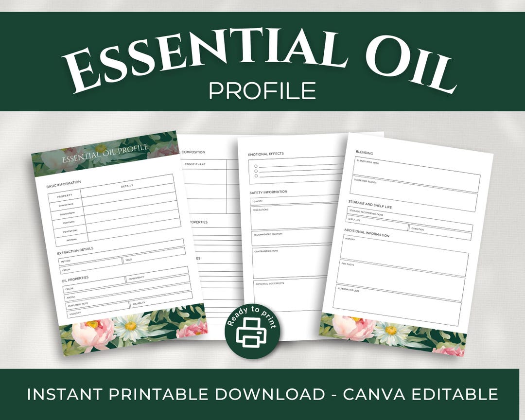 Essential Oil Profile Guide: Printable Reference Cards (PDF) - Etsy