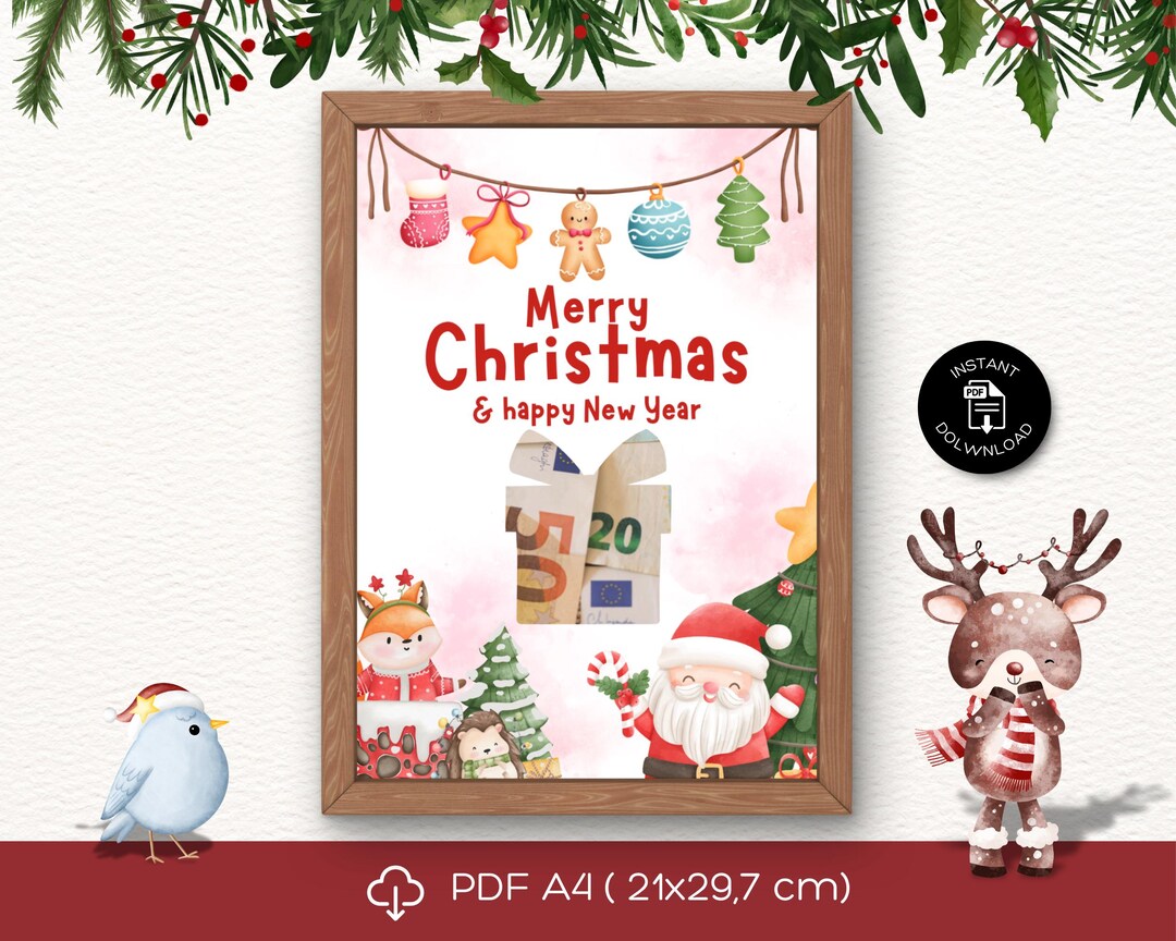 Merry Christmas Money Gift Card Holder – Printable PDF – Last-minute ...