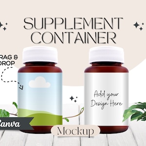 Capsules Label Mockup, Bottle Label Mockup, Canva Template, Product ...