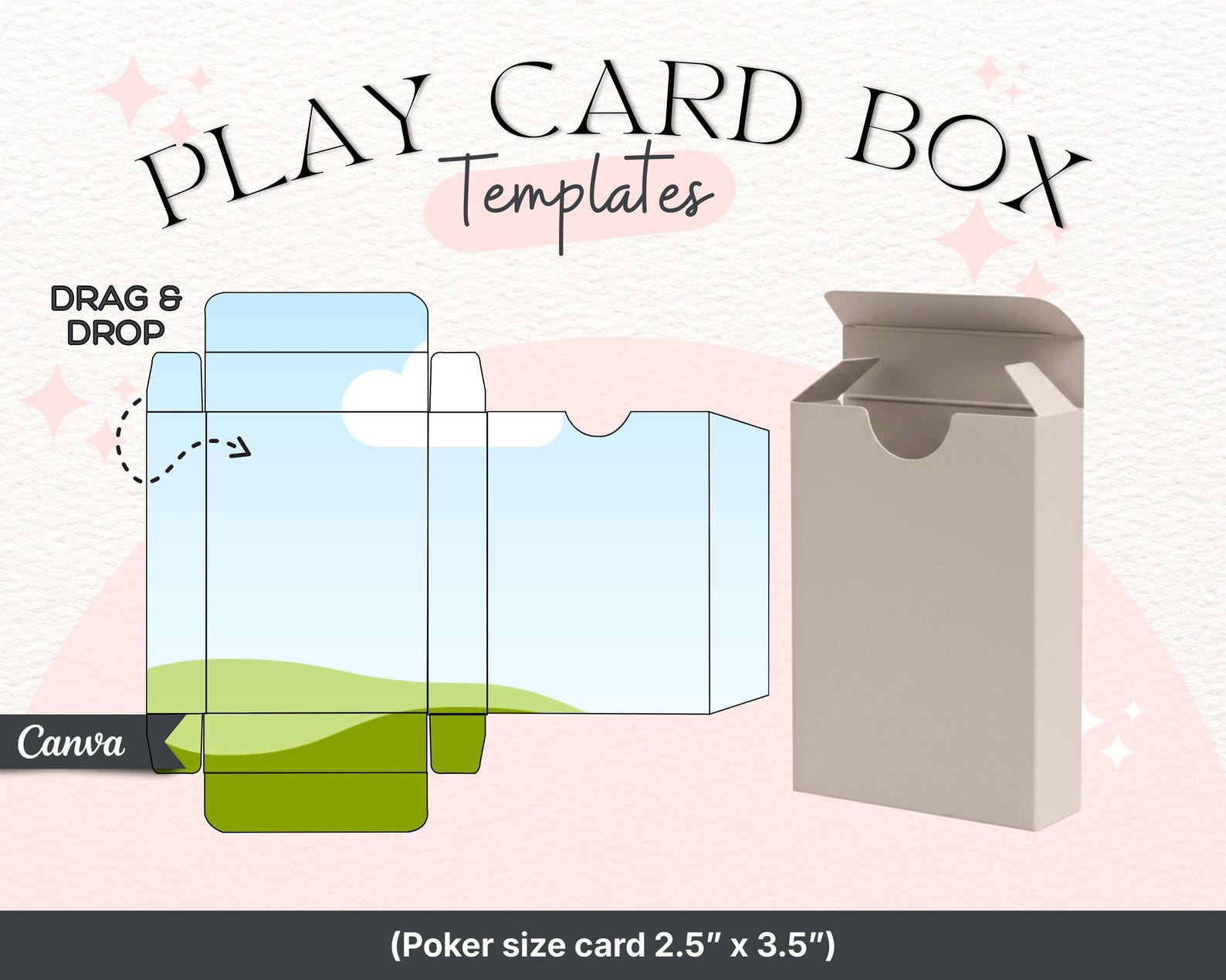 Poker Card Box Template Canva | Editable Print Packaging (digital ...