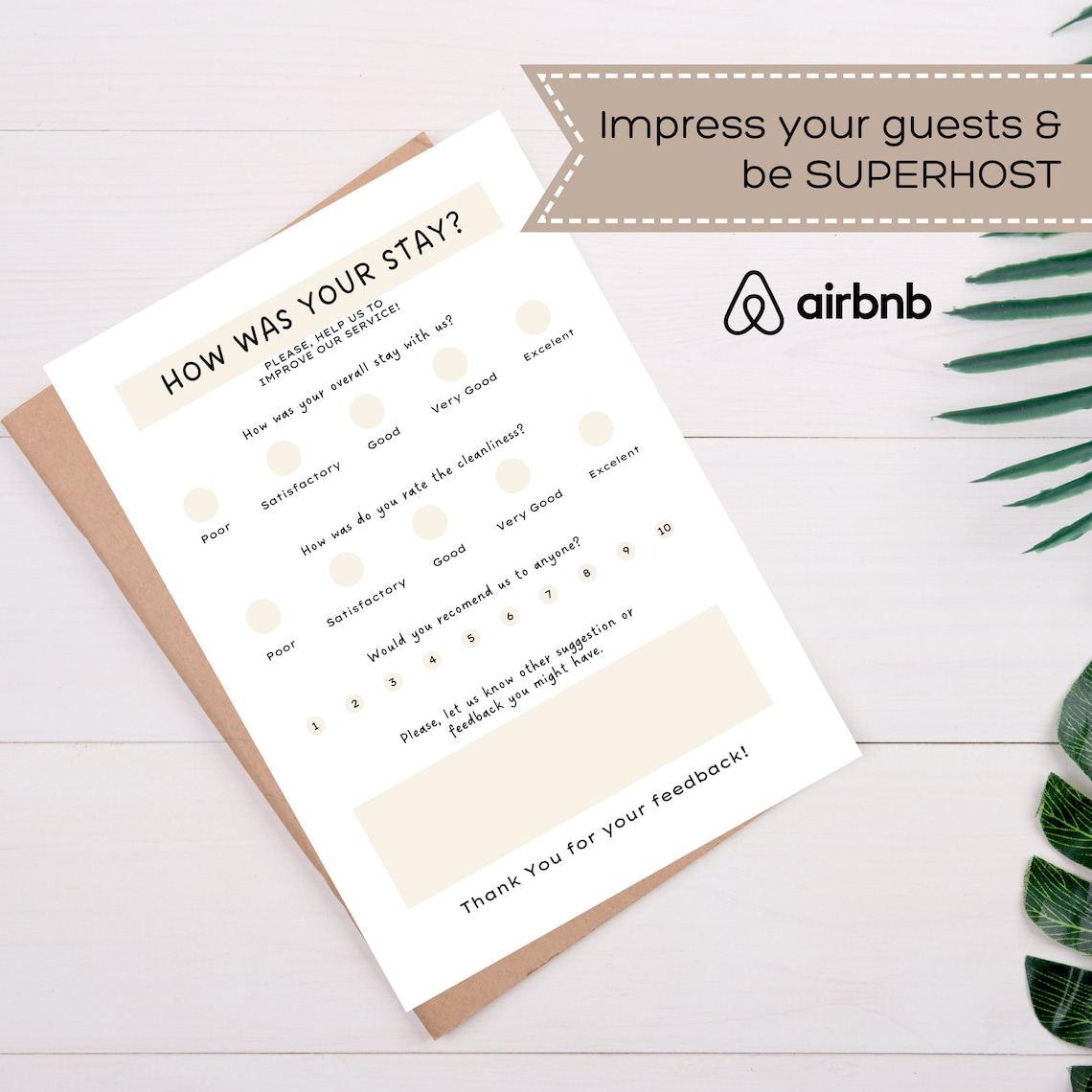 Airbnb Feedback Form: Printable Guest Review Template (CANVA Editable ...