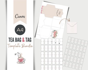 Tea Bag Template Canva - Etsy