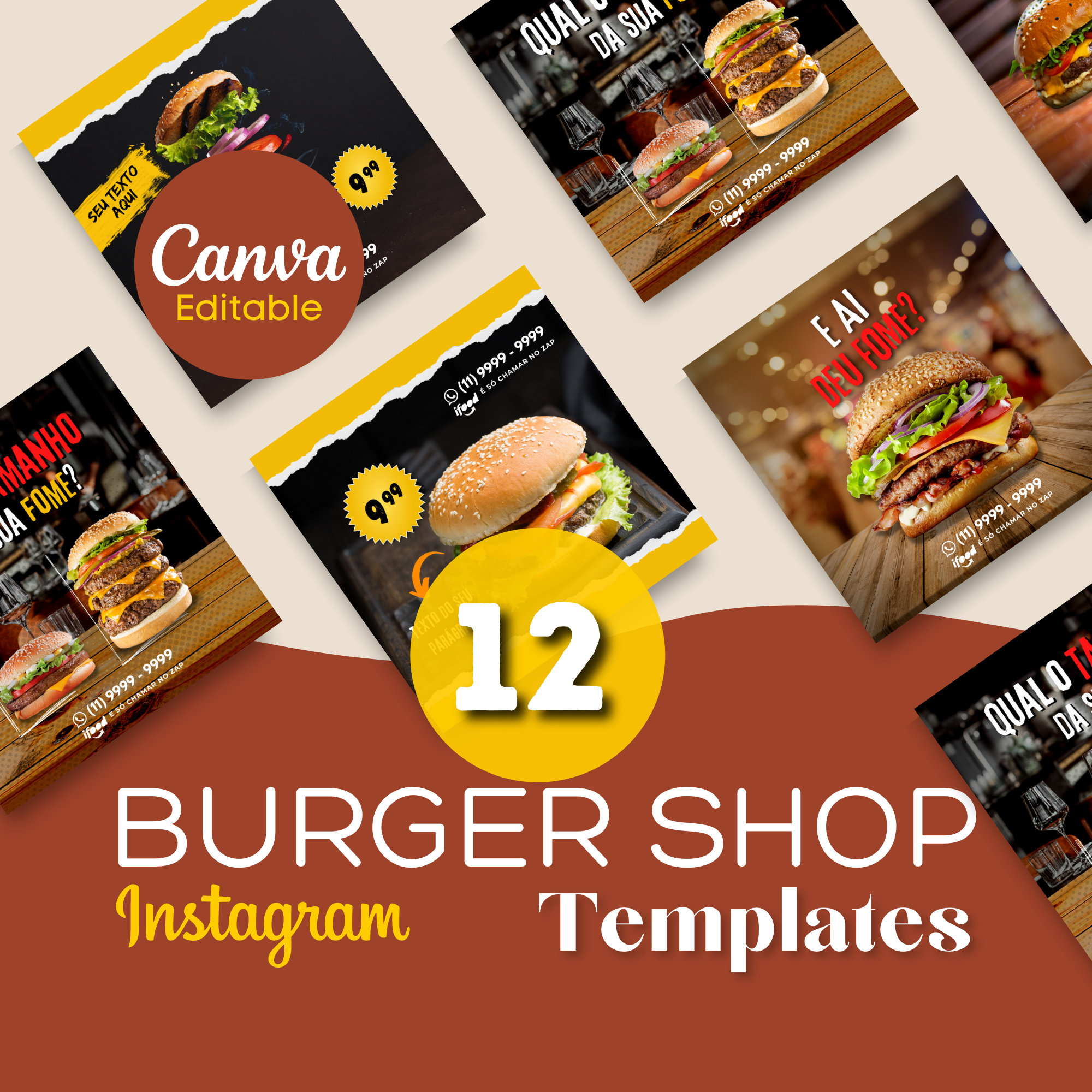 BURGER SHOP CANVA Templates Business Social Media | Etsy
