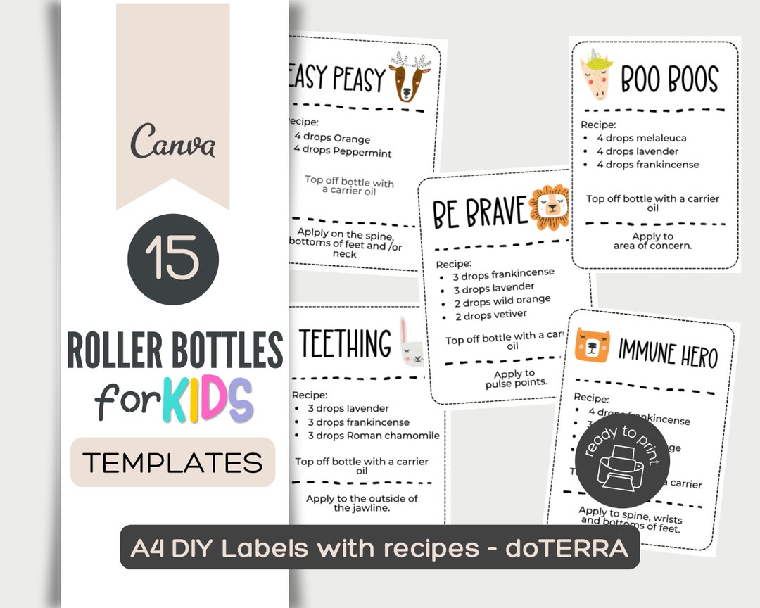 Roller Bottle Labels for Kids Printable Labels Doterra - Etsy