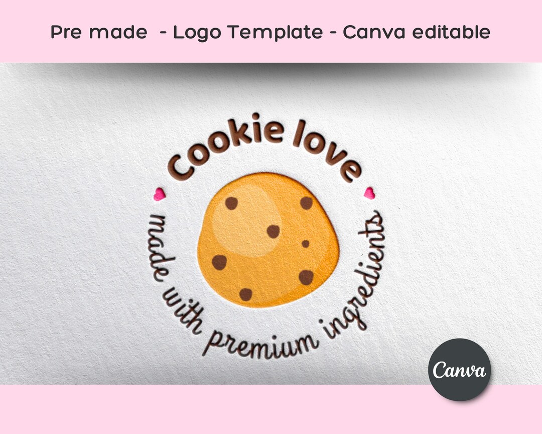 Cookie Shop Logo Design: Editable Canva Template - Etsy