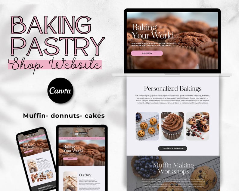 Baking Website Template: Customizable Canva Design - Etsy