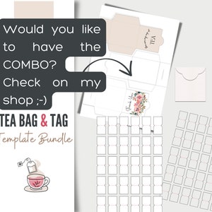 Tea Bag Tag Template, Cricut A4, Party Printable, Tea Digital, Tea Bag ...