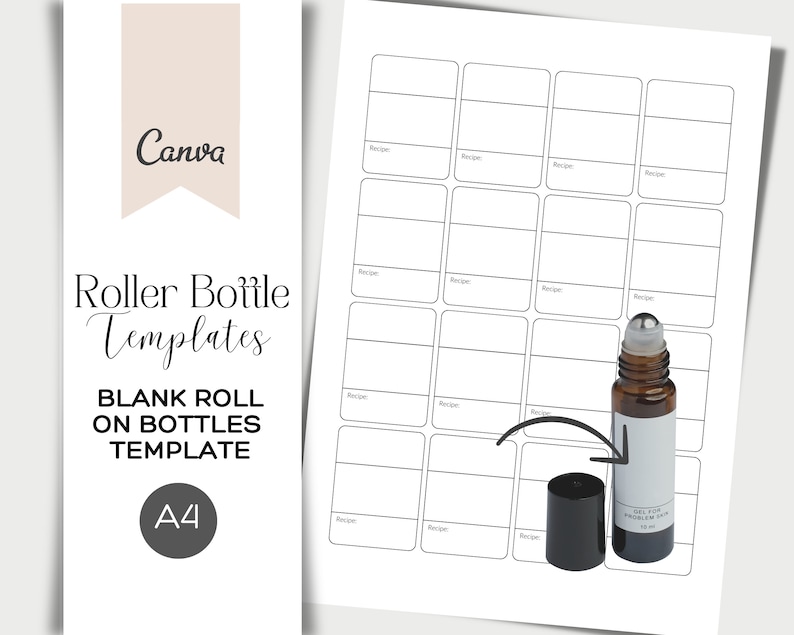 Essential Oil Labels: DIY Roller Bottle Template, A4 Printable (canva ...