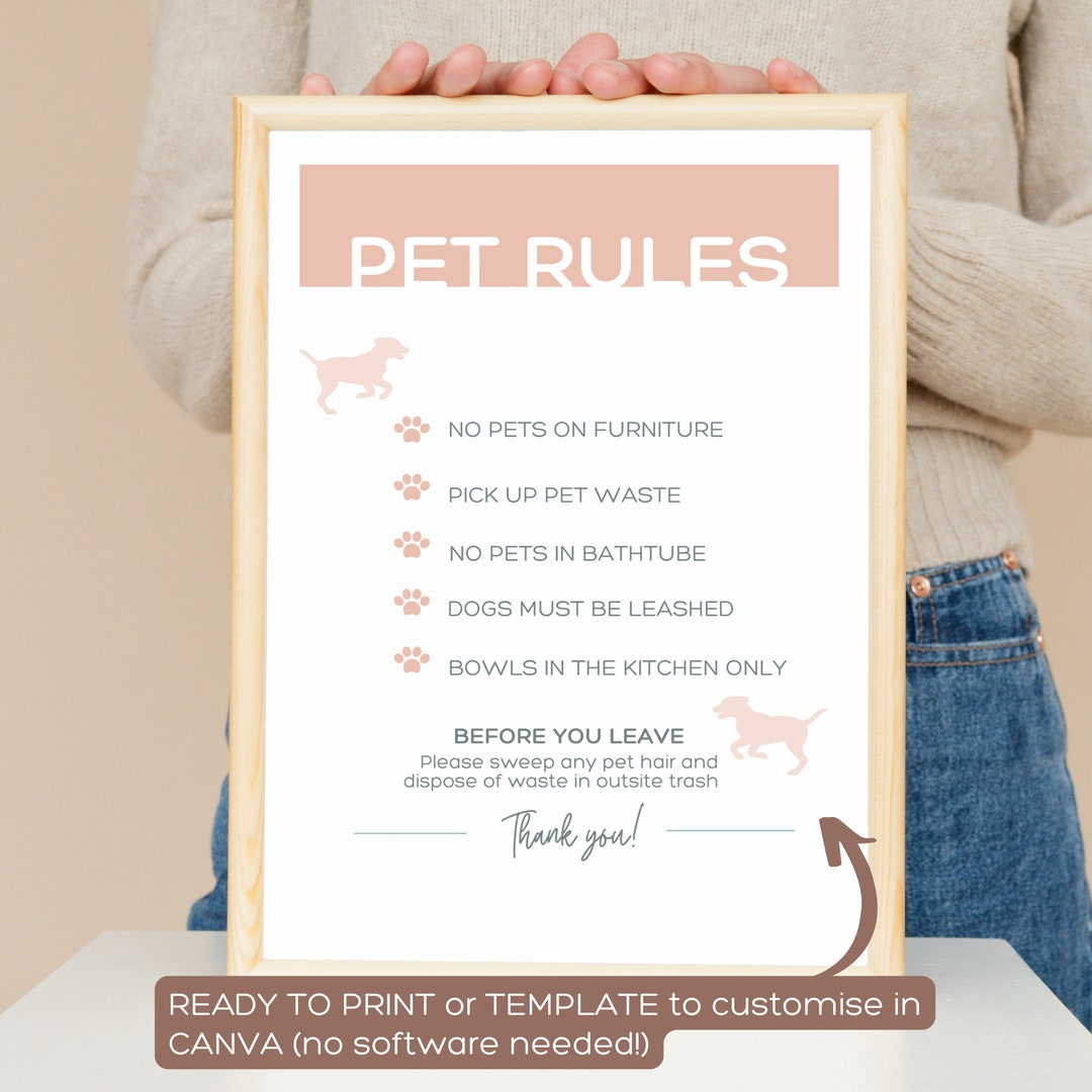 Airbnb Pet Rules Sign Template: Pet-friendly Rental (digital Download ...