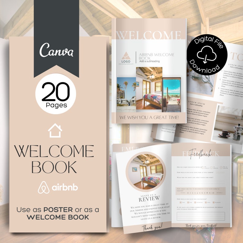Airbnb Welcome Book Canva Template Editable Home Rental Book - Etsy