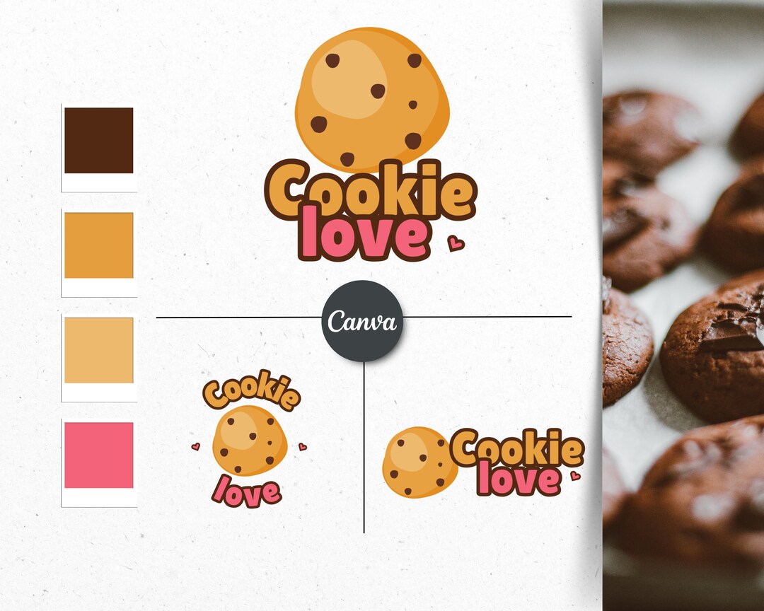 Cookie Shop Logo Design: Editable Canva Template - Etsy