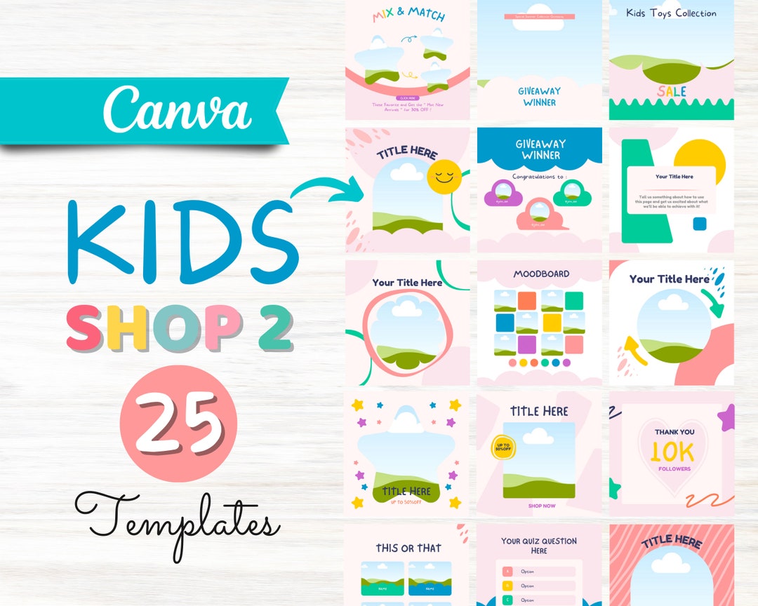CANVA Templates Kids SHOP, Colorful Templates, Social Media, Instagram ...