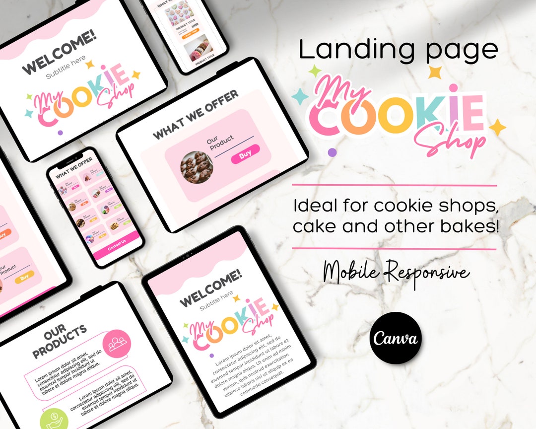 Cookie Shop Website Template: Canva Editable Landing Page - Etsy