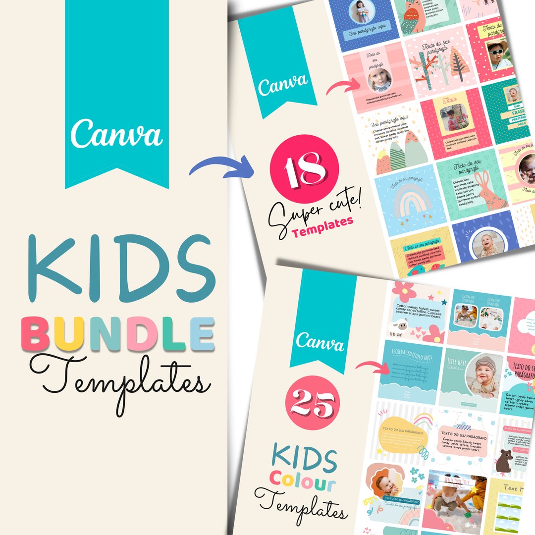 Kids Canva Templates Bundle: Candy Color Social Media Posts (PDF) - Etsy