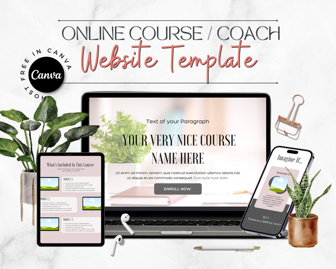Course WEBSITE TEMPLATE, Canva Editable Template, Landing Page, Online ...