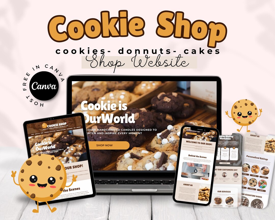 Cookie Shop Website Template: Editable Canva Design - Etsy