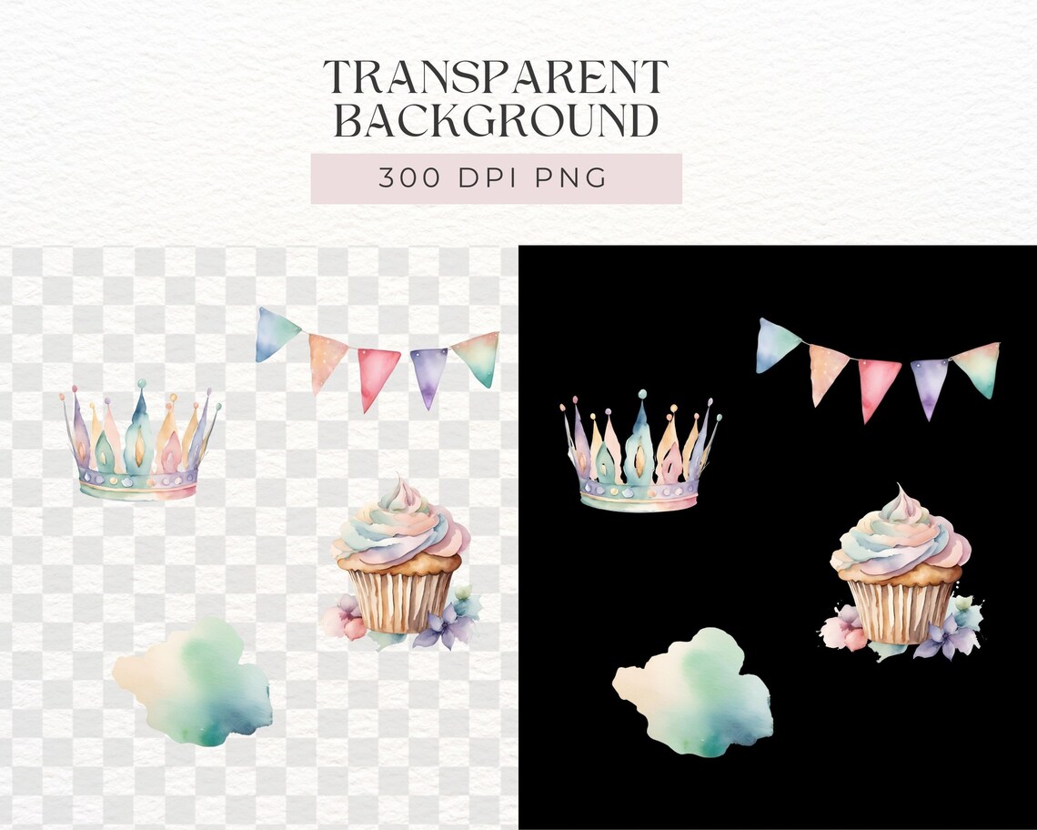 Watercolor Party Clipart: Pastel Party Decorations, PNG Stickers ...