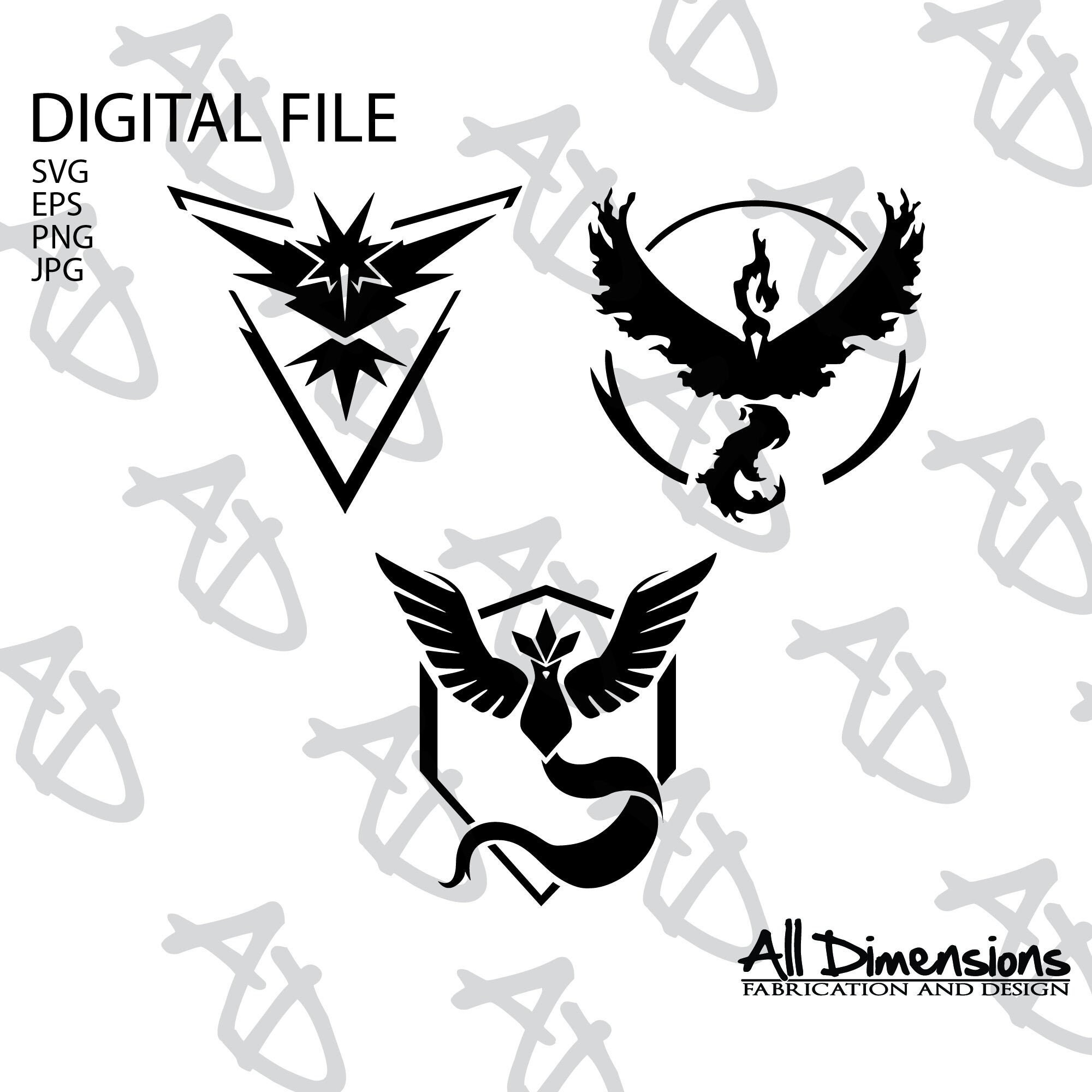 Pokemon Legendary Birds Logos Articuno Zapdos Moltres SVG | Etsy