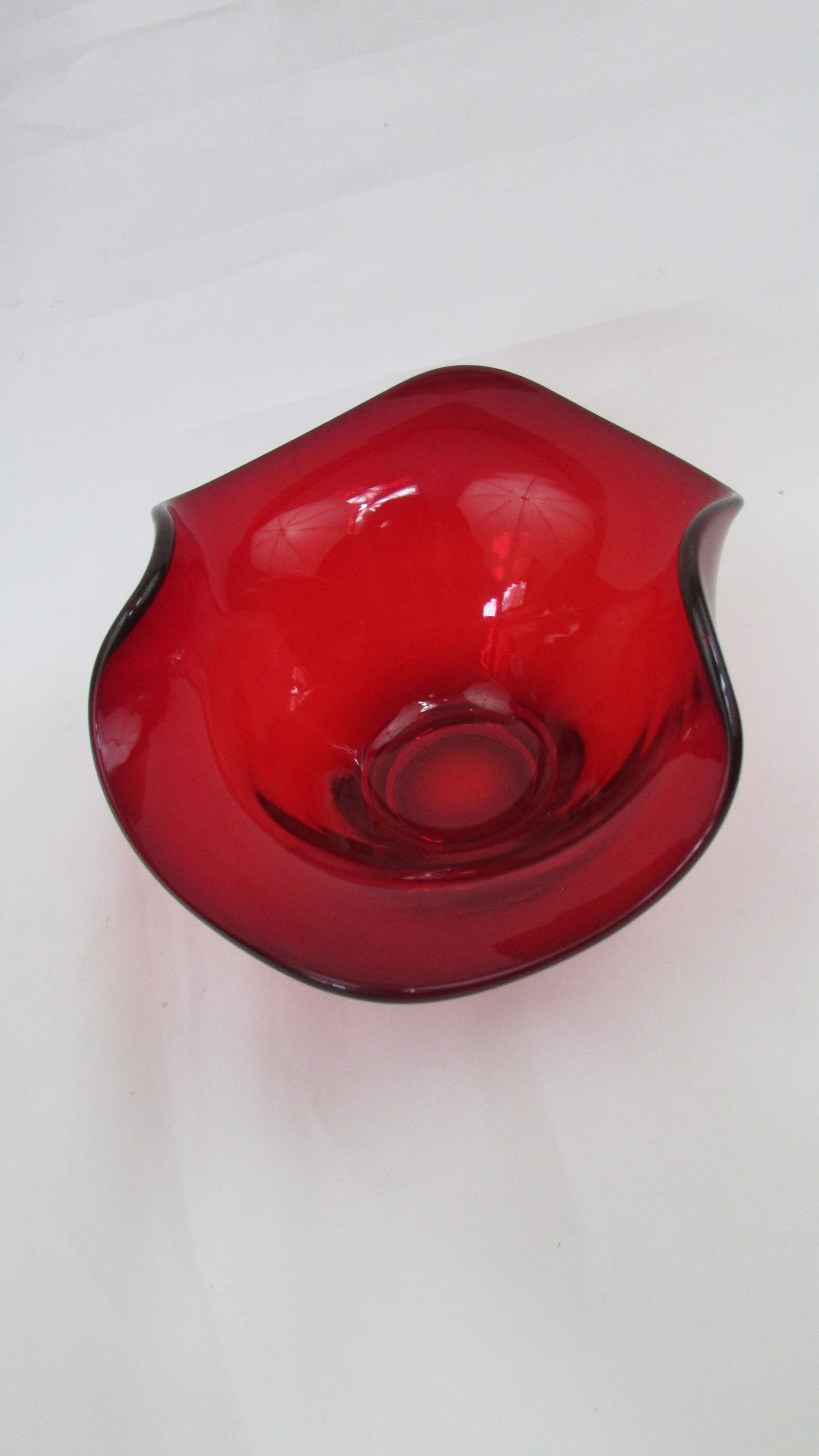 Viking Ruby Red Free-form Glass Candy Dish Bowl Compote Mid-century Vtg ...