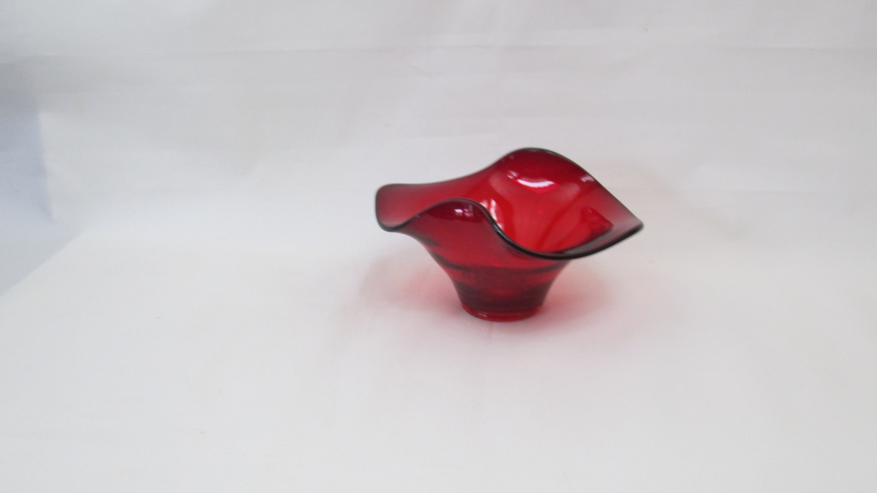 Viking Ruby Red Free-form Glass Candy Dish Bowl Compote Mid-century Vtg ...