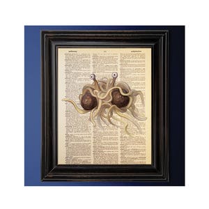 Flying Spaghetti Monster FSM, Dictionary Art Print, Vintage Antique ...