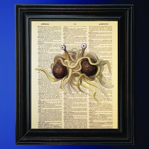 Flying Spaghetti Monster FSM, Dictionary Art Print, Vintage Antique ...