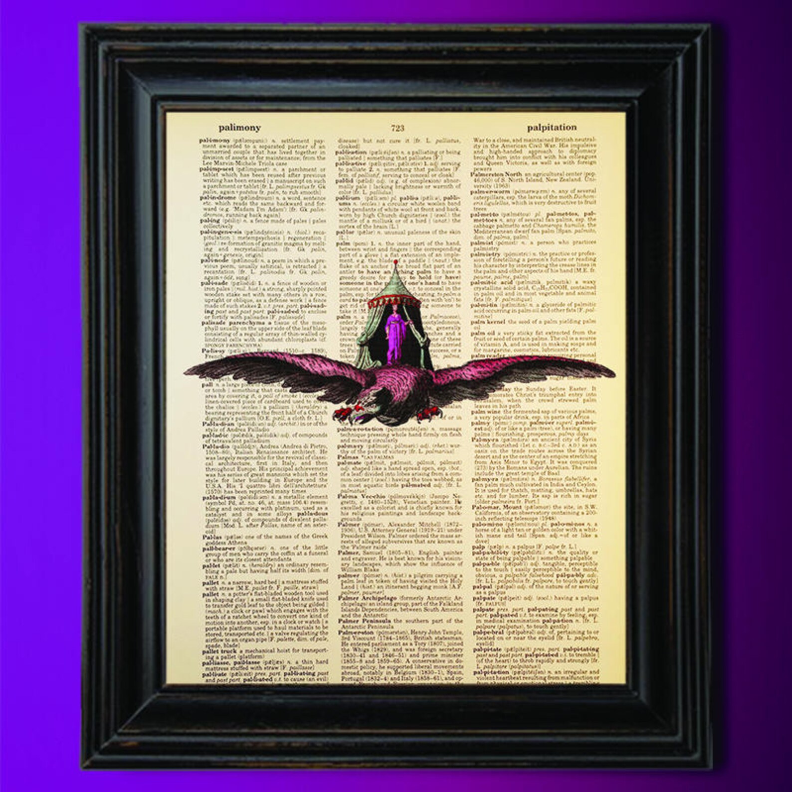 Lady Flying on Bird Dictionary Art Print Vintage Antique - Etsy