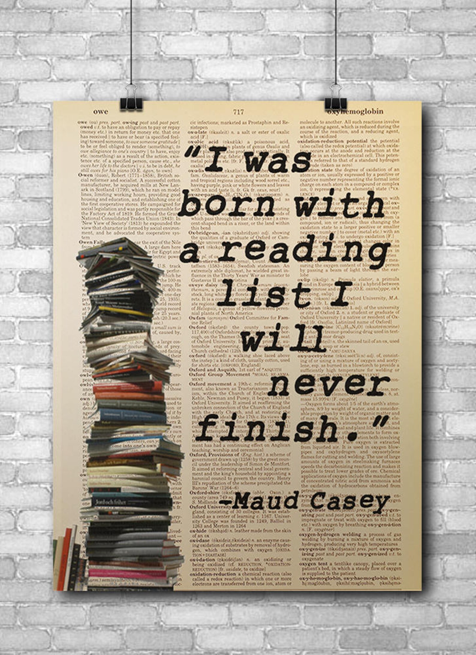 Maud Casey Reading List Quote Dictionary Art Print Vintage - Etsy UK