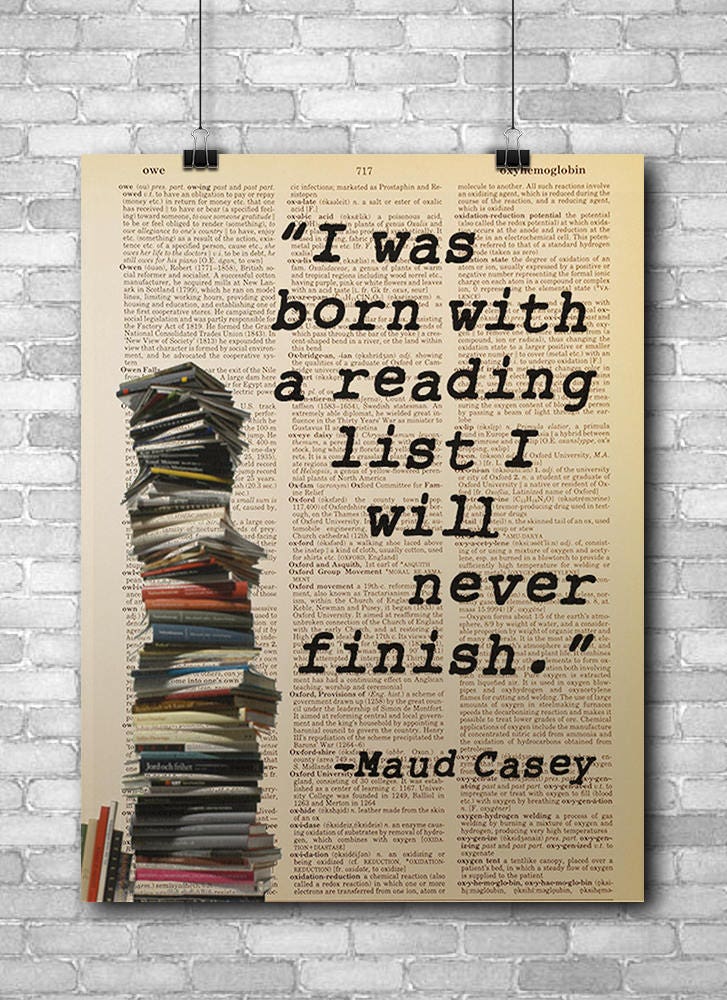 Maud Casey Reading List Quote Dictionary Art Print Vintage - Etsy UK