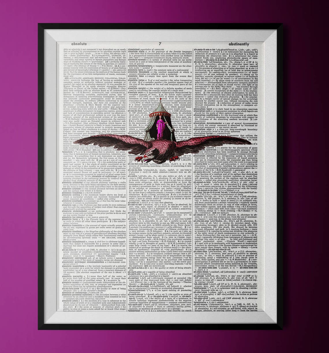 Lady Flying on Bird Dictionary Art Print Vintage Antique - Etsy