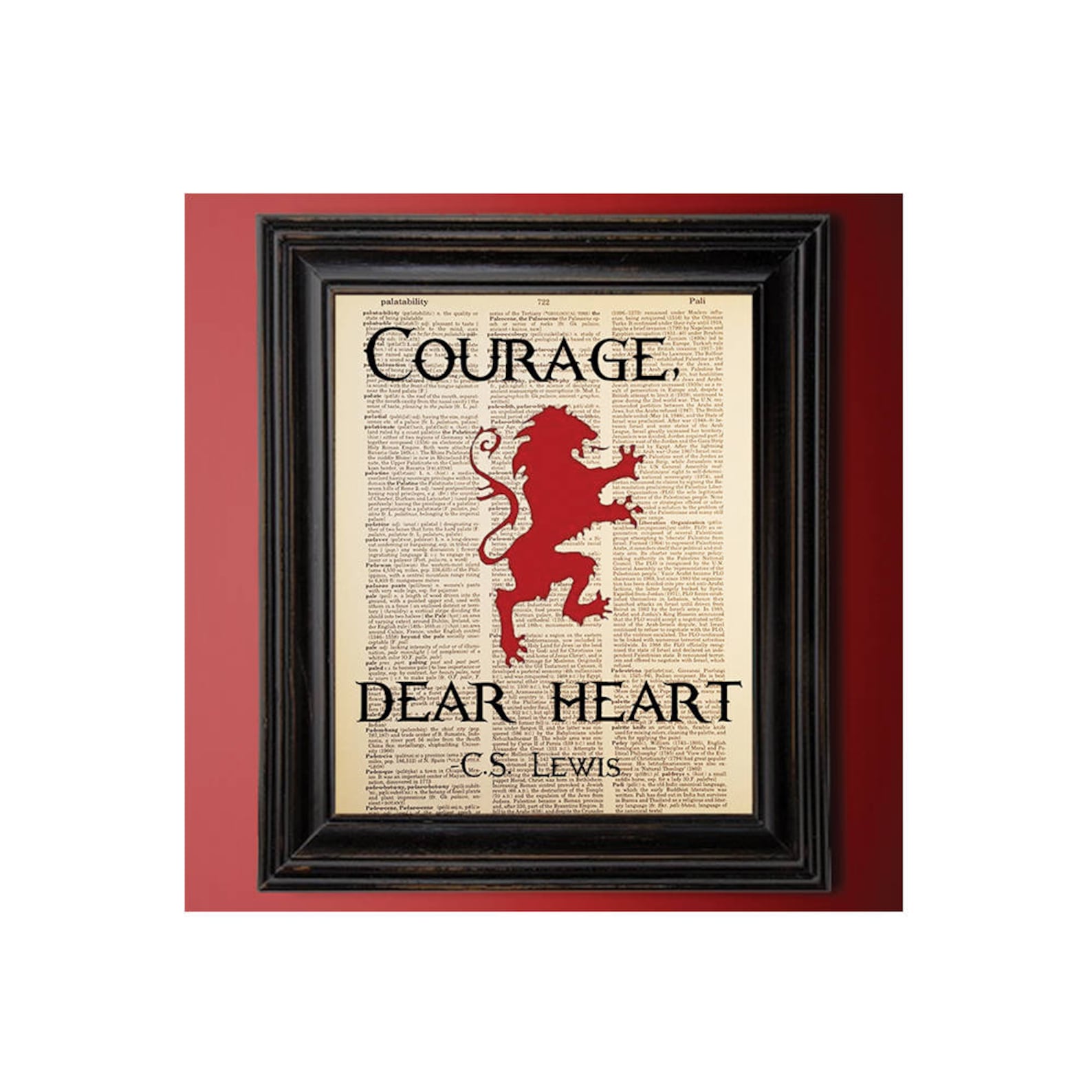 Courage Dear Heart CS Lewis Quote Dictionary Art Print | Etsy