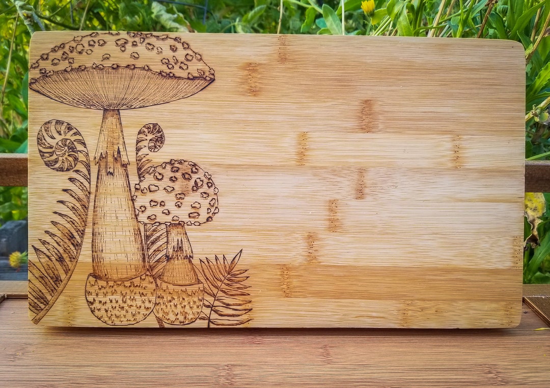 Wood Burned Bamboo Charcuterie Board, Upcycled Hand Burned Pyrography ...