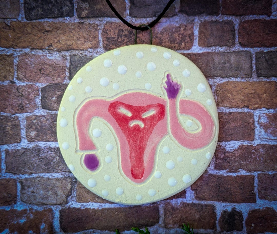 Angry Uterus Ornament, Ceramic Colorful Feminist Xmas Tree Bauble ...