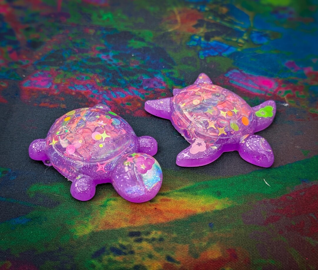 Glowing Purple Turtles, Small Iridescent Animal Figurine, Turtle Lovers ...